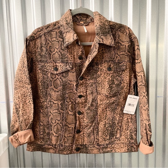 Free People | Jackets & Coats | Nwt 28 Free People Brown Snake Denim ...